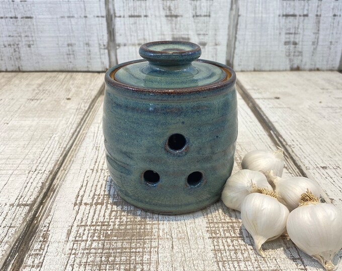 Handmade Stoneware Garlic Keeper Lidded Pottery Jar Ceramic - Etsy