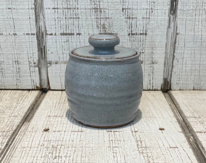Gray Glazed Handmade Stoneware Pot, Lidded Pottery Jar, Ceramic ...