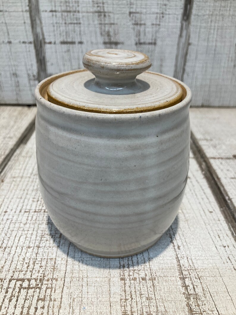 White Glazed Handmade Stoneware Pot Lidded Pottery Jar - Etsy
