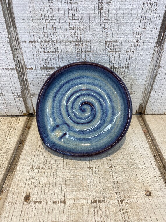 Blue Handmade Pottery Spoon Rest Cooking Kitchen - Etsy