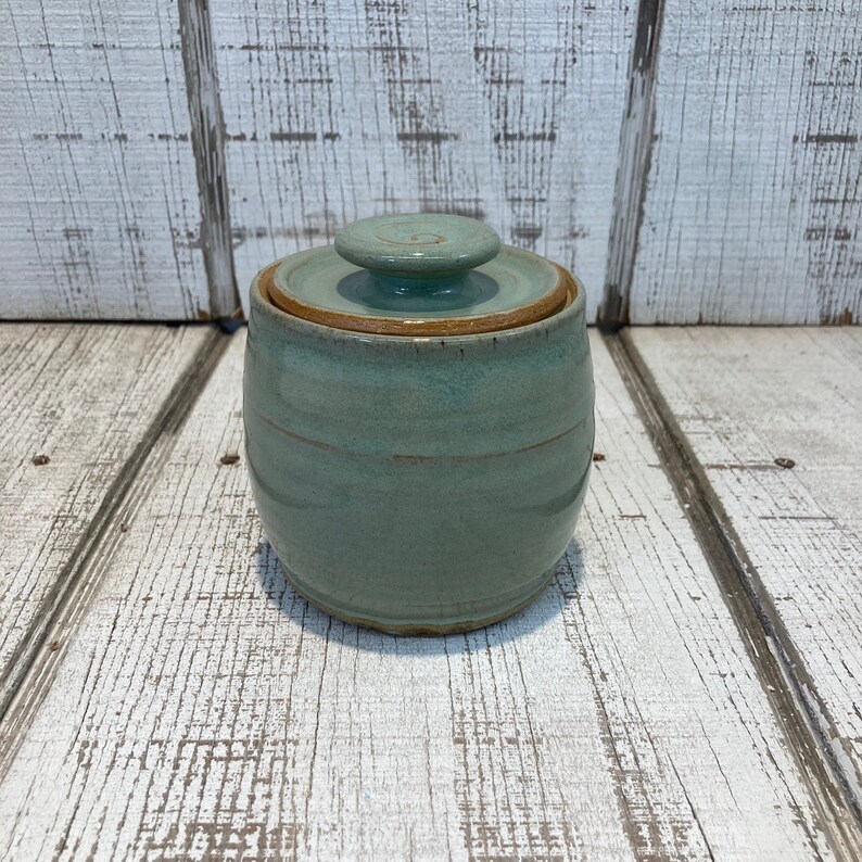 Green Glazed Handmade Stoneware Pot Lidded Pottery Jar - Etsy