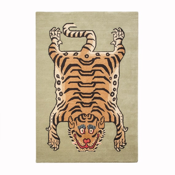 Tibetan Tiger Rug Handtufted Green Rectangle Wool Tibetan - Etsy