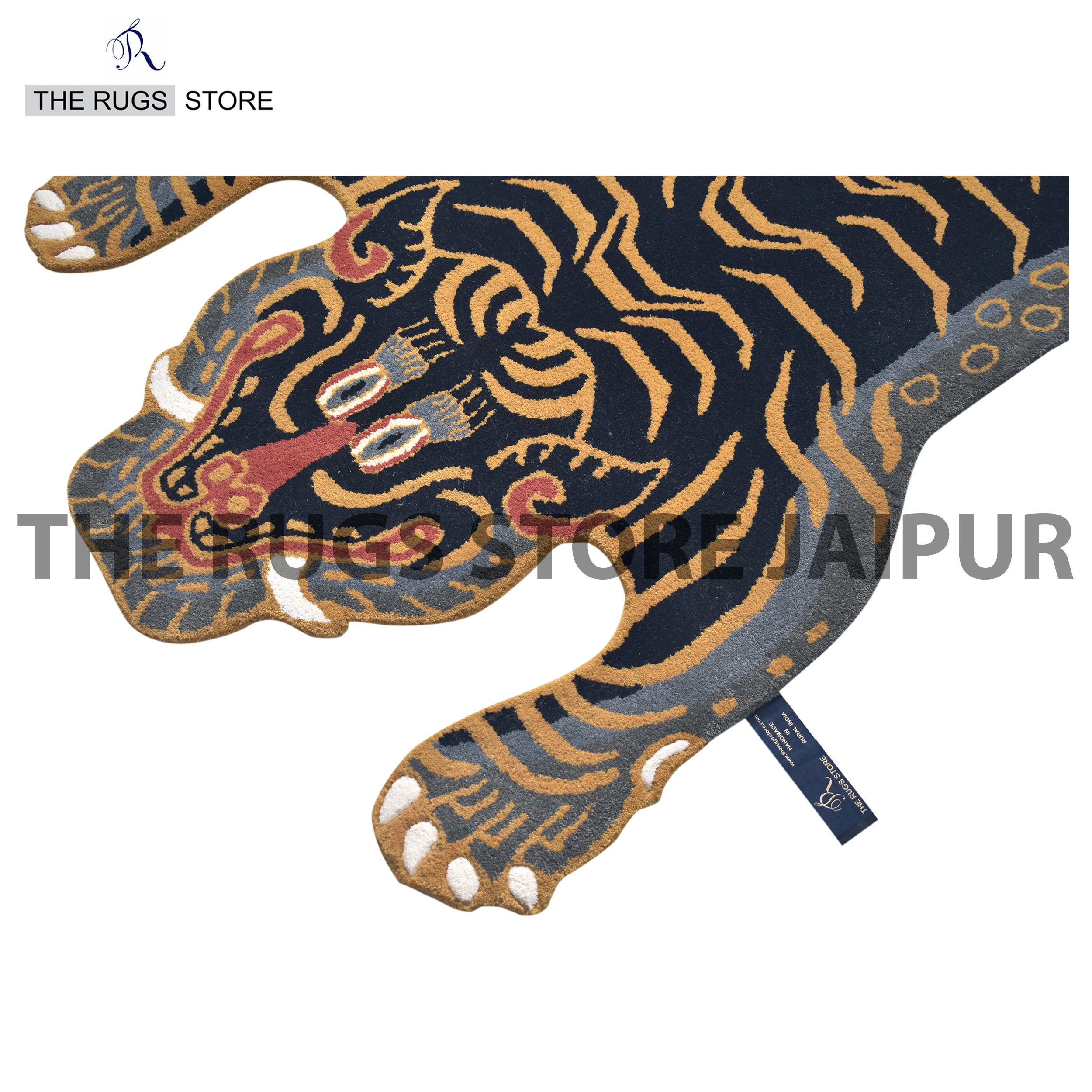 Handmade Hand Tufted Tibetan Tiger Animal Shape 4X6 Good - Etsy