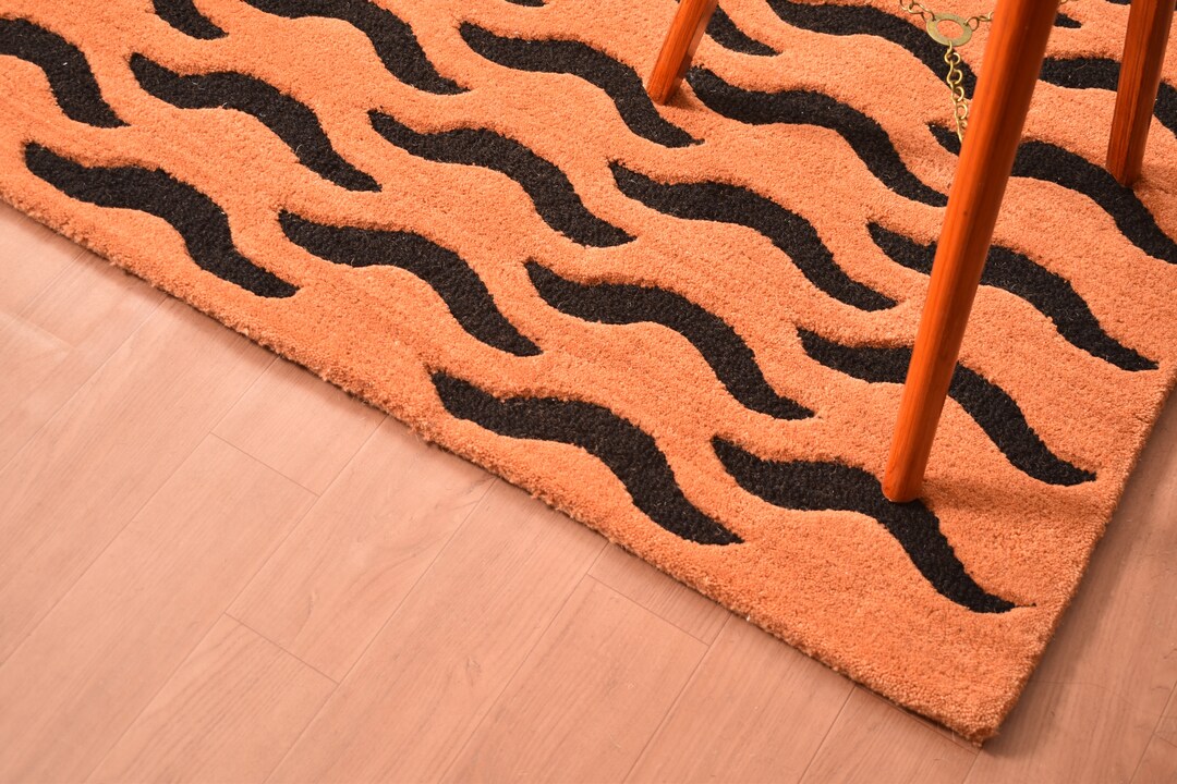 Hand Tufted Tiger Print Rug Tiger Skin Rug Tiger Muted Animal Rug Skin ...