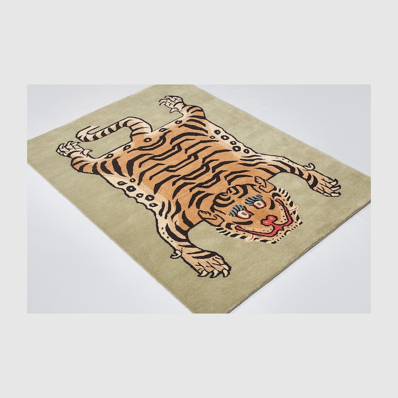 Tibetan Tiger Rug Handtufted Green Rectangle Wool Tibetan - Etsy