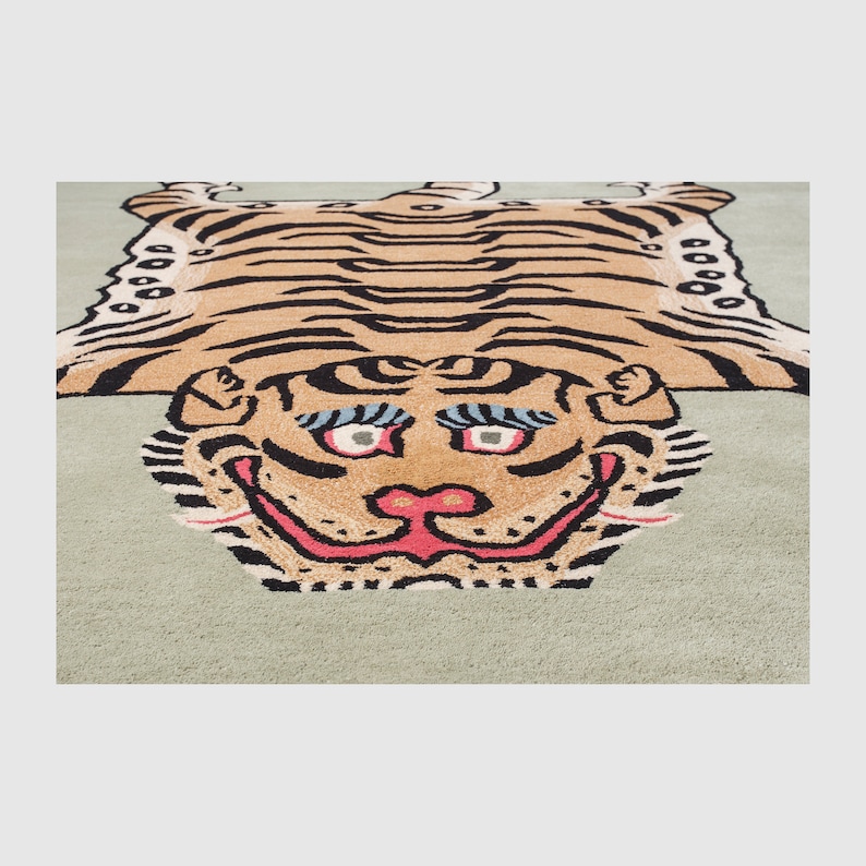 Tibetan Tiger Rug Handtufted Green Rectangle Wool Tibetan - Etsy