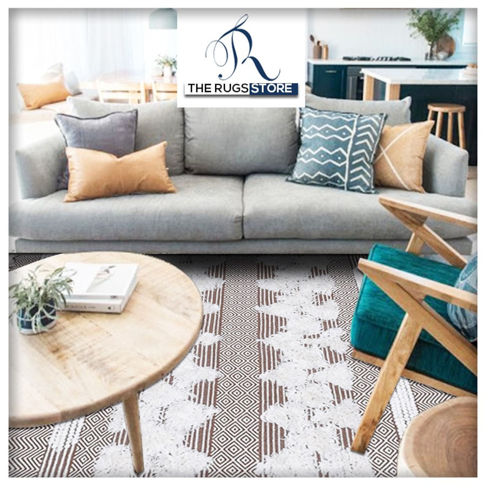 Brown Boho Cotton rug Bohemian Living Room Rug4x6 Area rug | Etsy