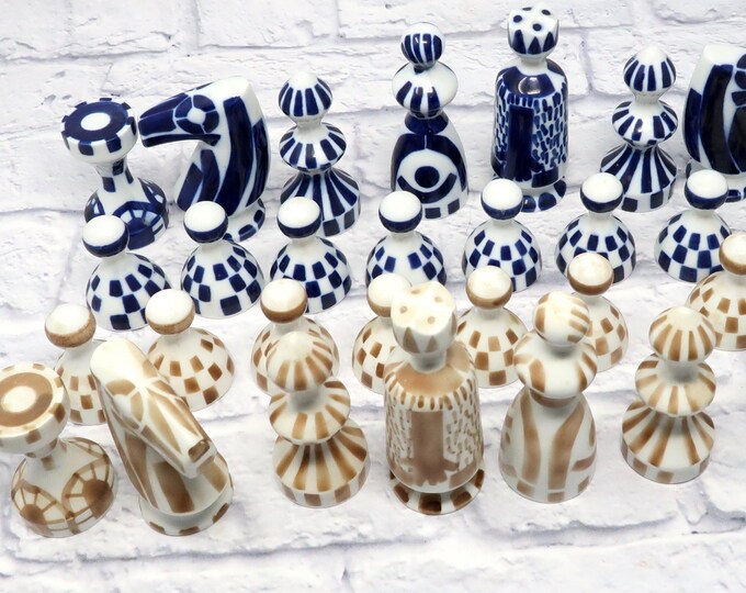 Vintage Sargadelos Chess Set Ceramic Chessmen - Etsy