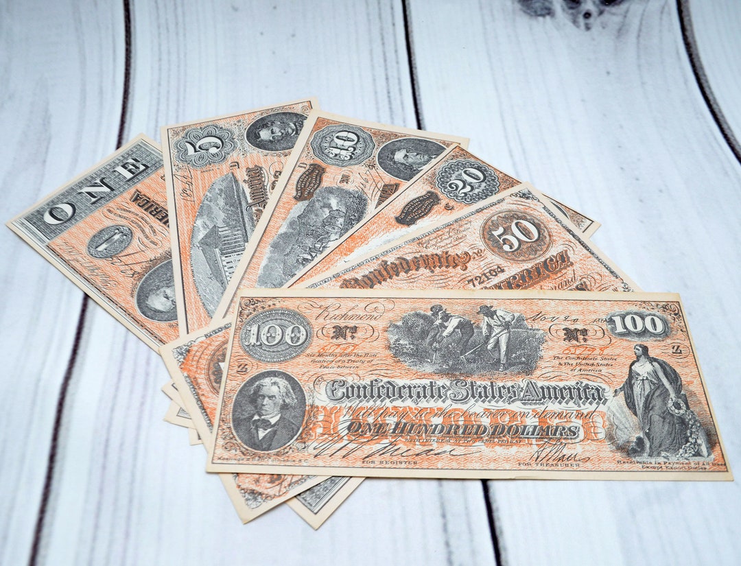 Vintage FAKE Confederate Paper Dollars Bills Novelty Play Money G3 - Etsy