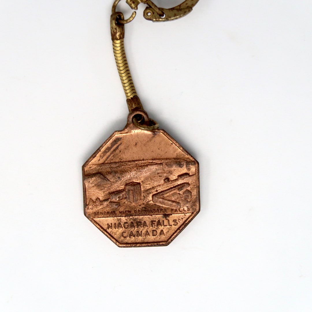 Vintage Niagara Falls Keychain Rainbow Bridge Copper Double - Etsy