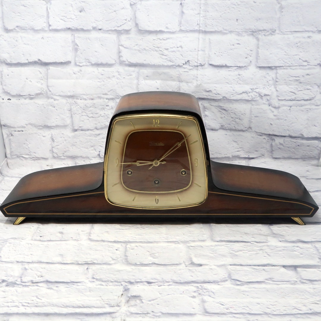 Vintage MCM Inventa Mantel Clock AS IS for Decor or Repair chimes but ...