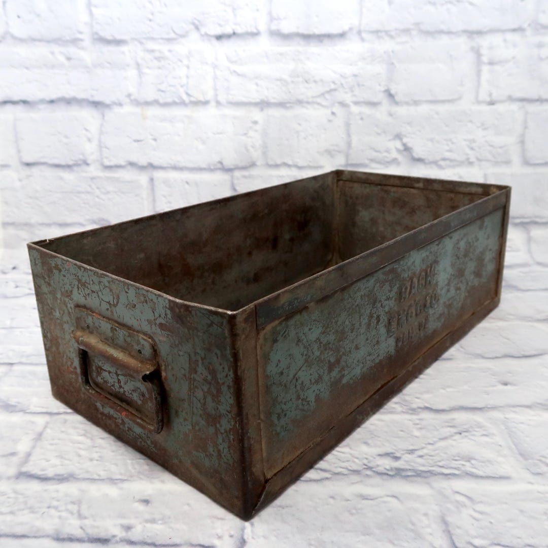Vintage Industrial Metal Box RACK ENG'G CO Rustic Old With Handles - Etsy