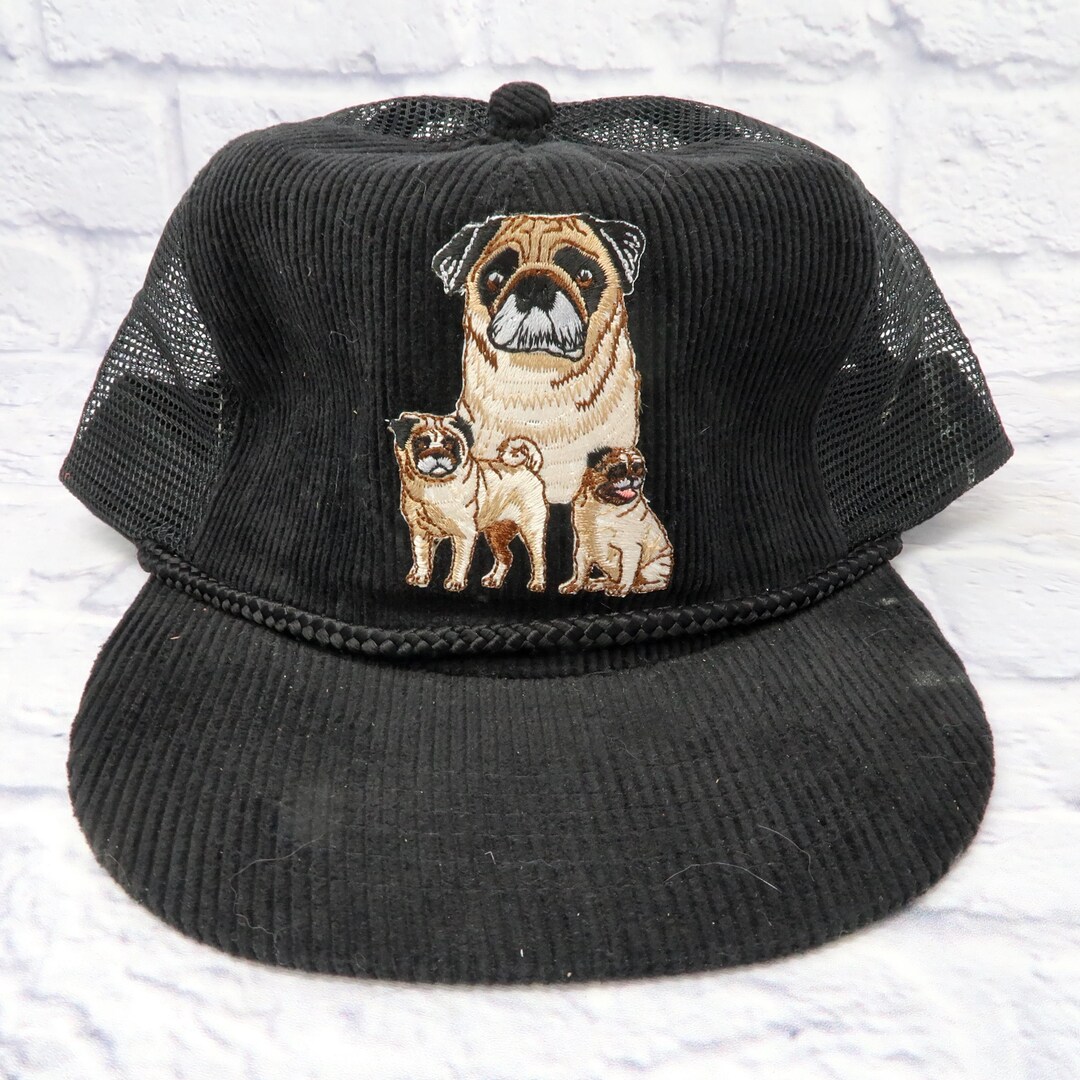 Vintage Corduroy Snapback Hat PUG Dogs Embroidered Patch - Etsy