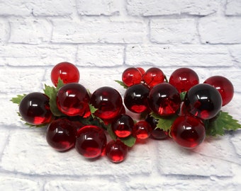 MCM Vintage Lucite Grape Cluster, Red Lucite Grapes, Mid-century Lucite ...