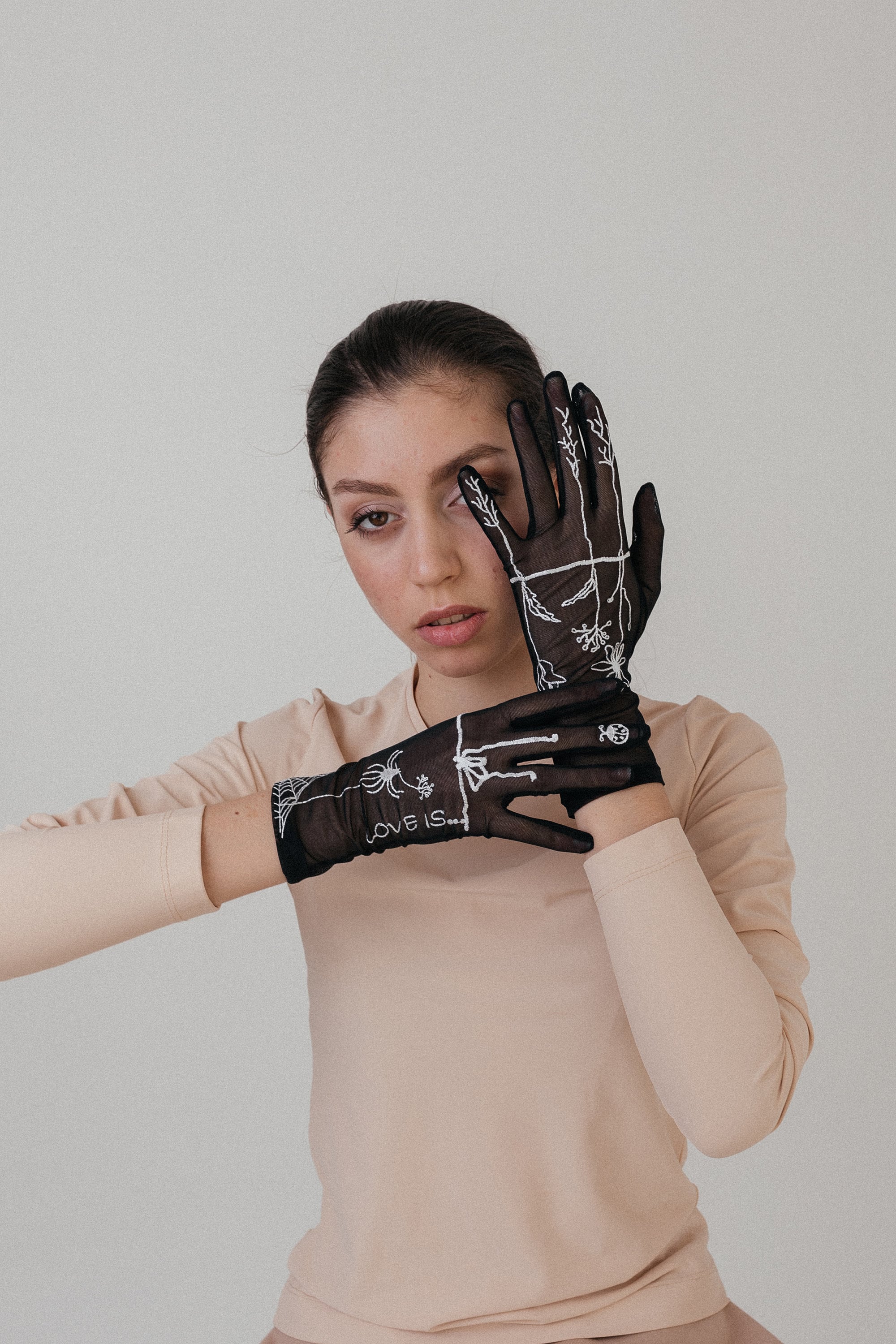 Black Mesh Gloves With Custom Embroidery Touchscreen Comfy - Etsy