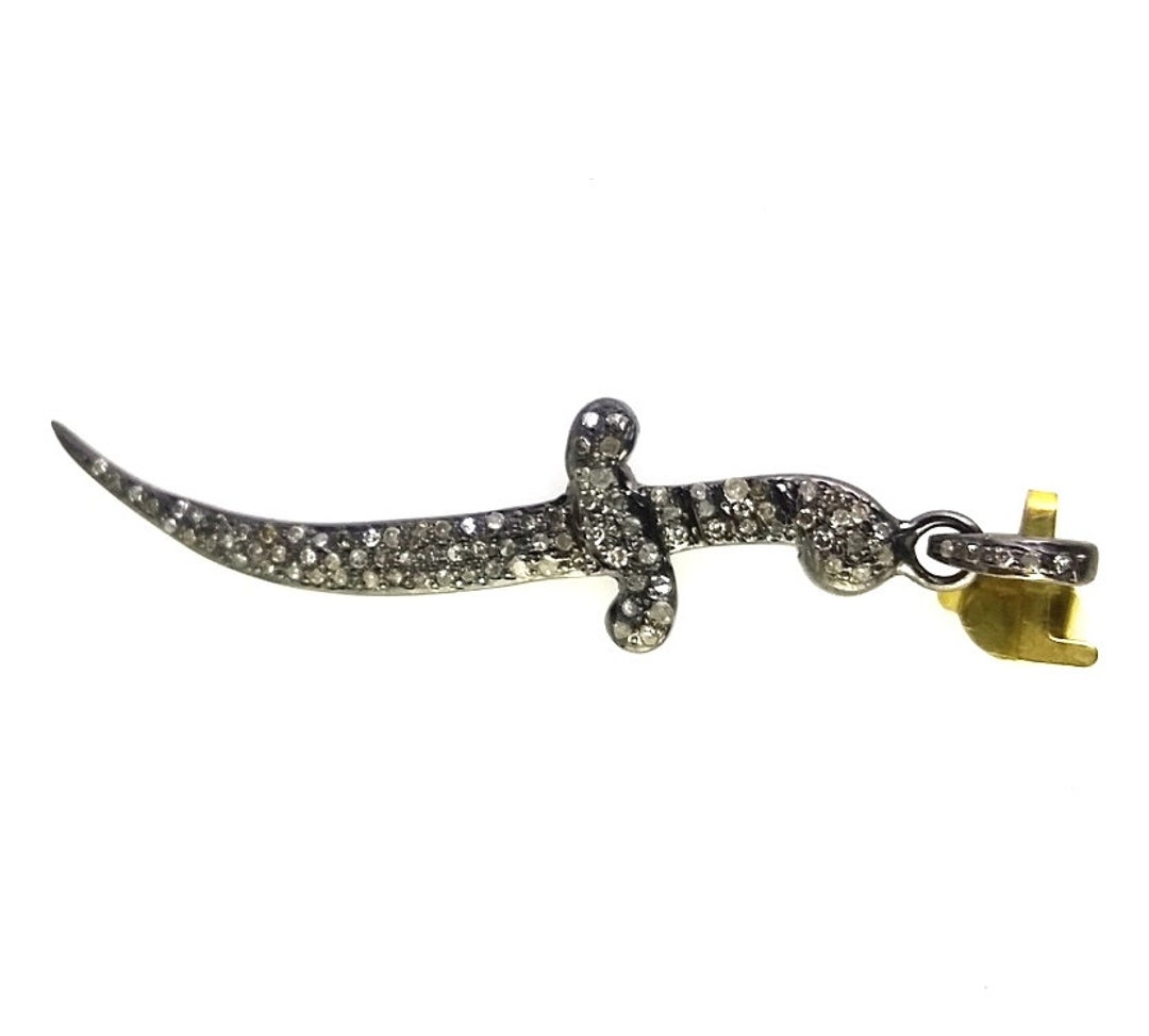 Pave Diamond Sword Pendant, Minimalist Dagger Pendant, Gift for Wife ...