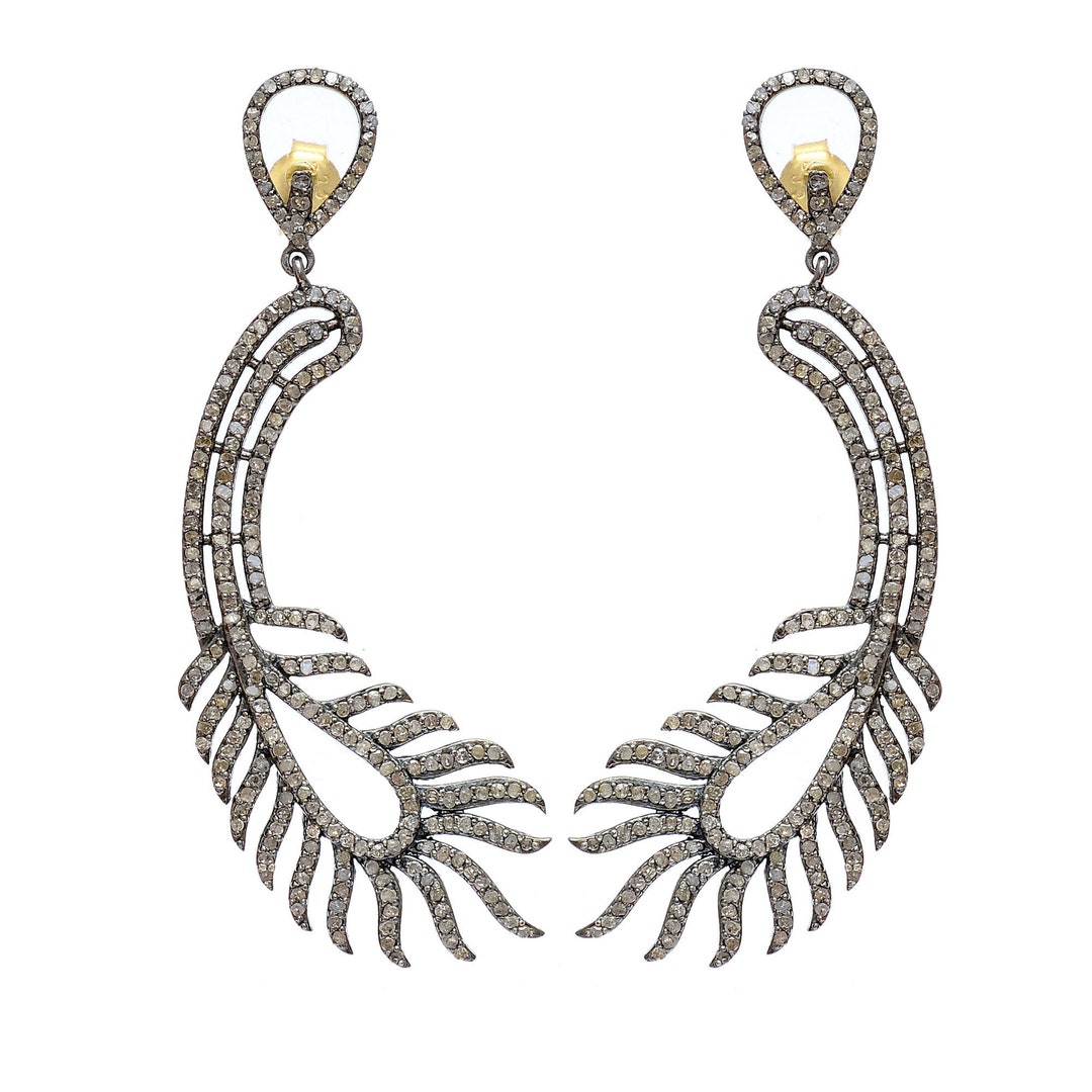 Echte Diamant Single Cut Diamant Ohrringe 925 Sterling Silber Rose Cut ...