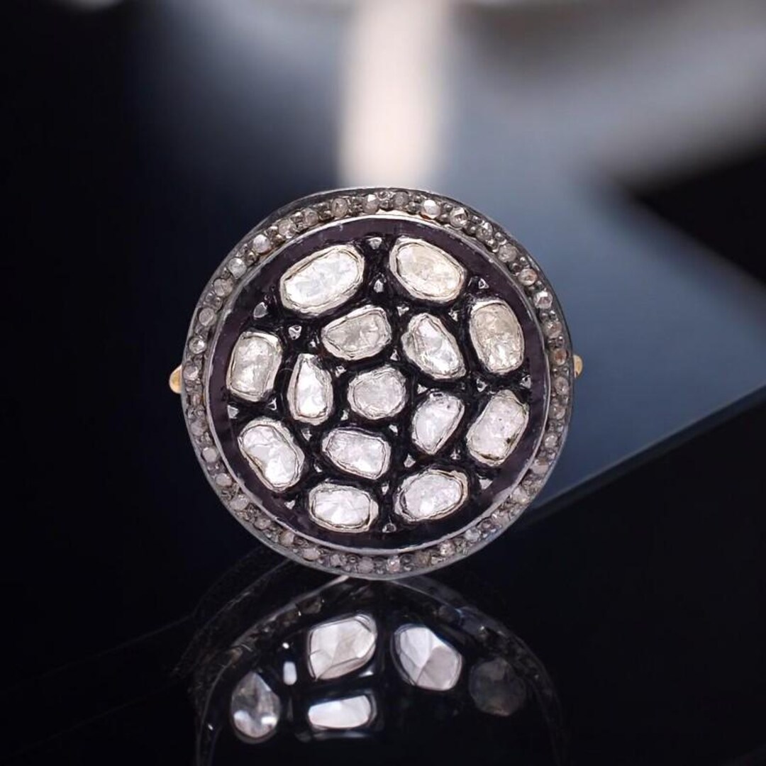 Sterling Silver Polki Diamond Statement Ring, Antique Polki Jewelry ...