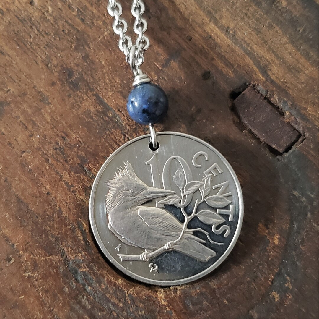 Virgin Islands Coin Necklace -british Isles -kingfisher Bird Necklace ...