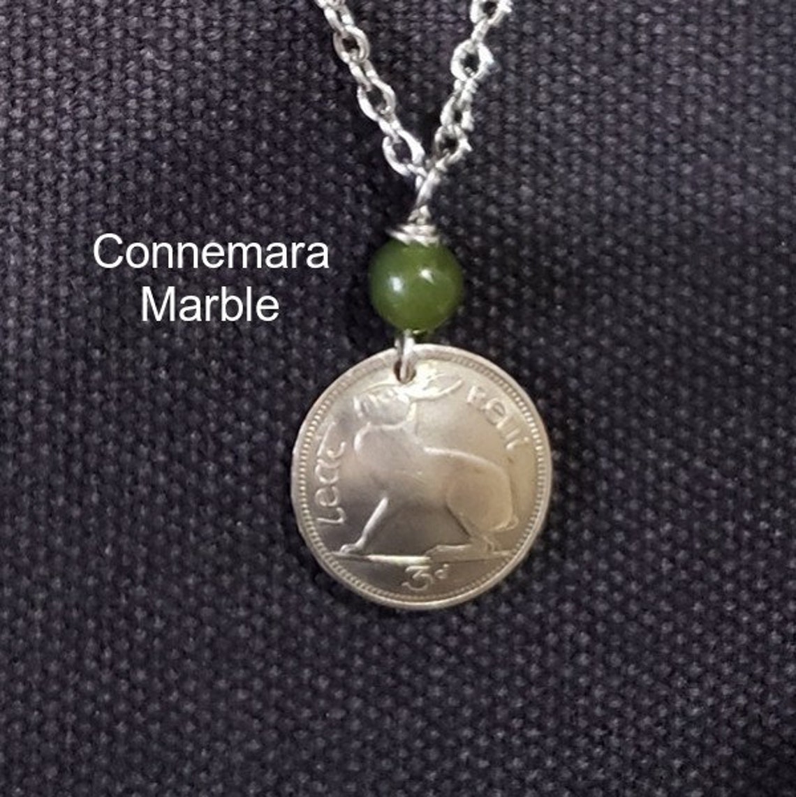Rabbit irish Coin Necklace irish 3 Pence Coin domed Coin - Etsy