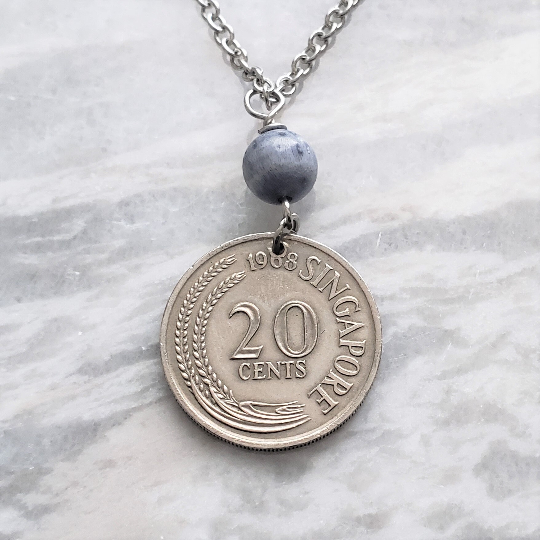 Singapore Coin Necklace blue Marlin sports Fishing dates 1967 to 1985 ...