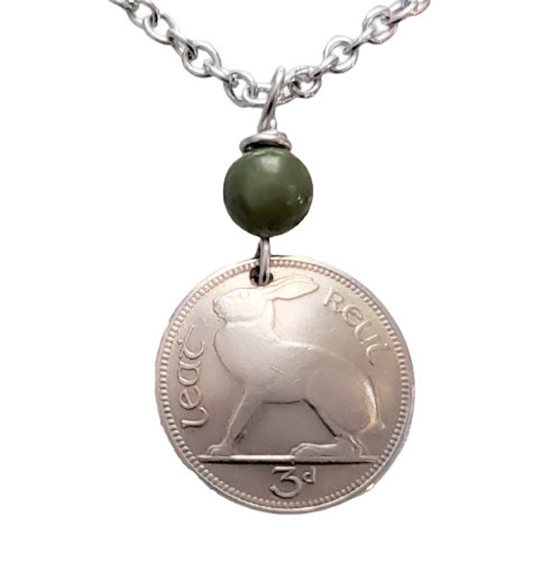 Rabbit irish Coin Necklace irish 3 Pence Coin domed Coin - Etsy