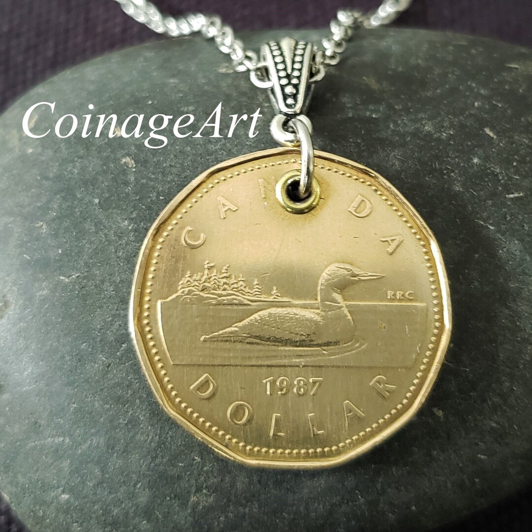 Canadian Loon Coin Necklace -canada Dollar -loonie Necklace -canadian ...