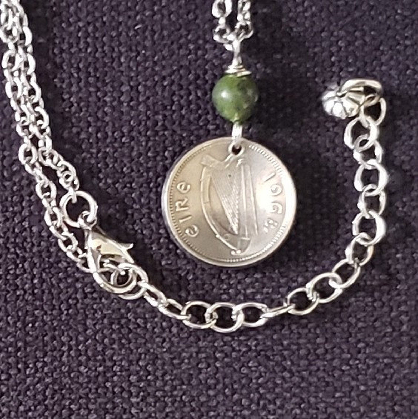 Rabbit irish Coin Necklace irish 3 Pence Coin domed Coin - Etsy