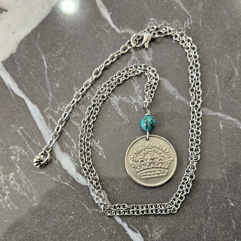 German Eagle Coin Necklace howlite Gemstone 1890 to 1916 germany Black ...