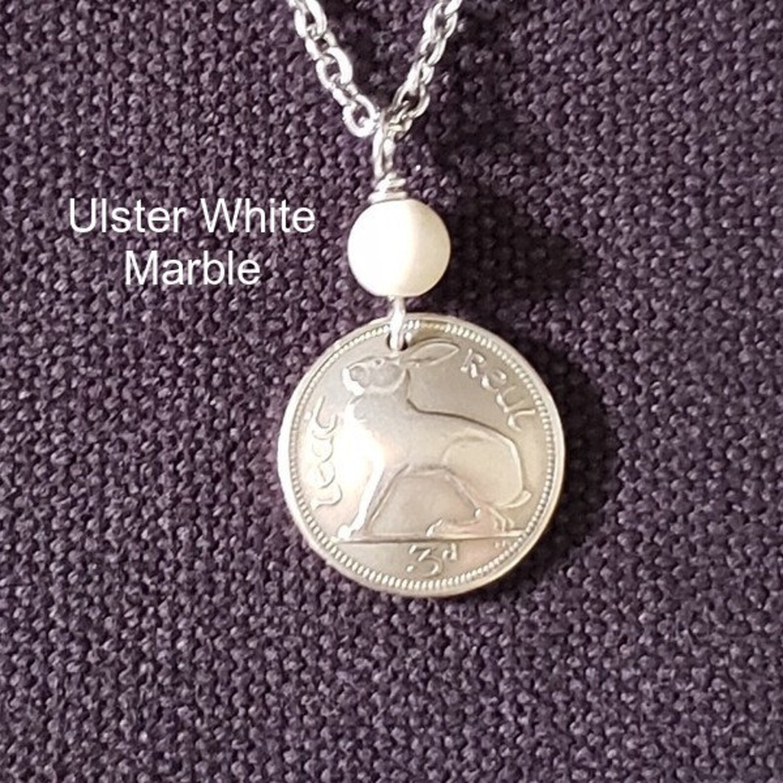 Rabbit irish Coin Necklace irish 3 Pence Coin domed Coin - Etsy