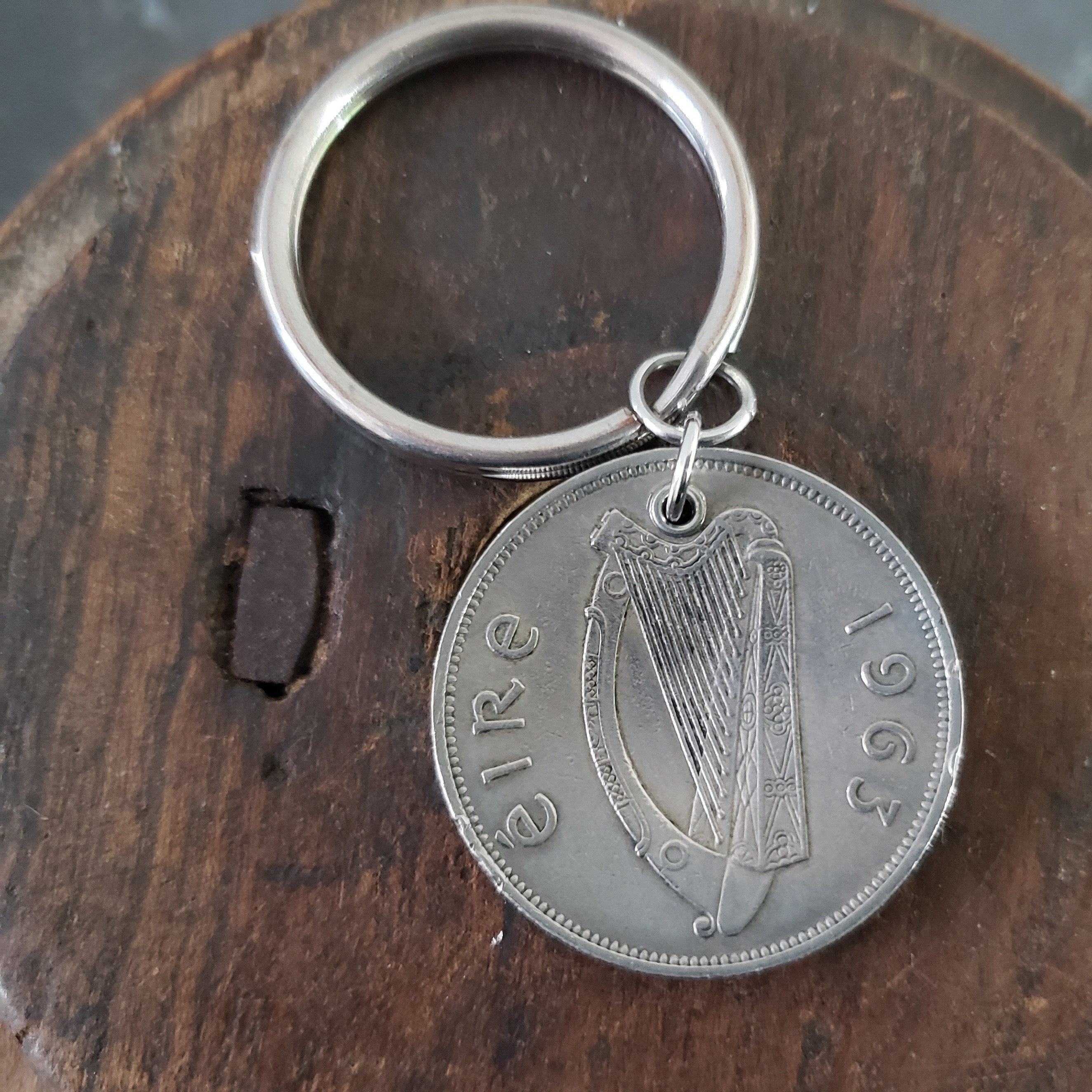 Irish Half Crown Coin Keychain eire Horse & Celtic Harp Coin - Etsy