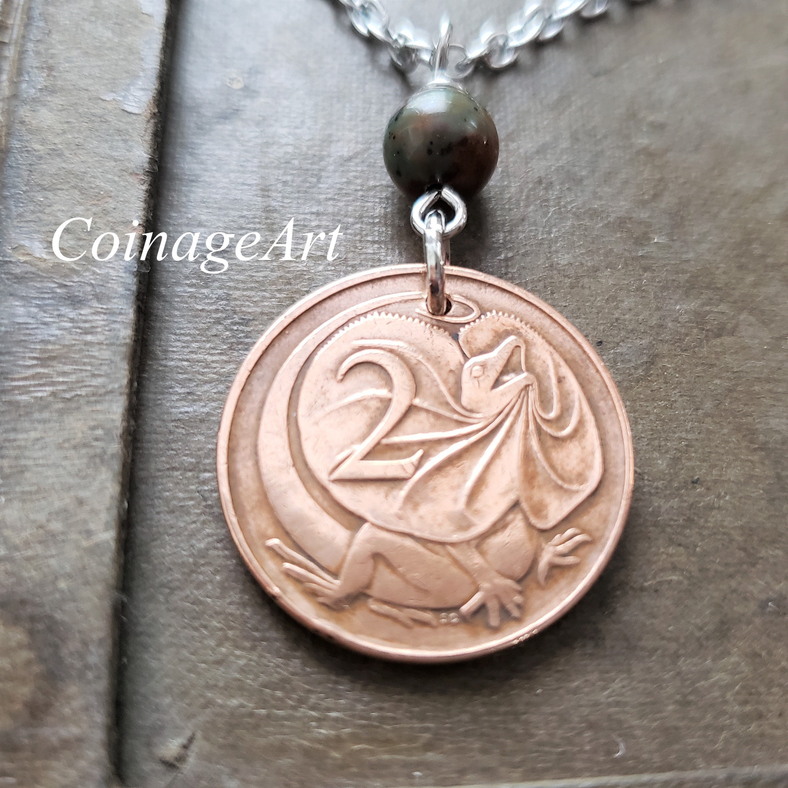 Lizard australia Coin Necklace opal Gemstone 1966 to 1984 - Etsy UK