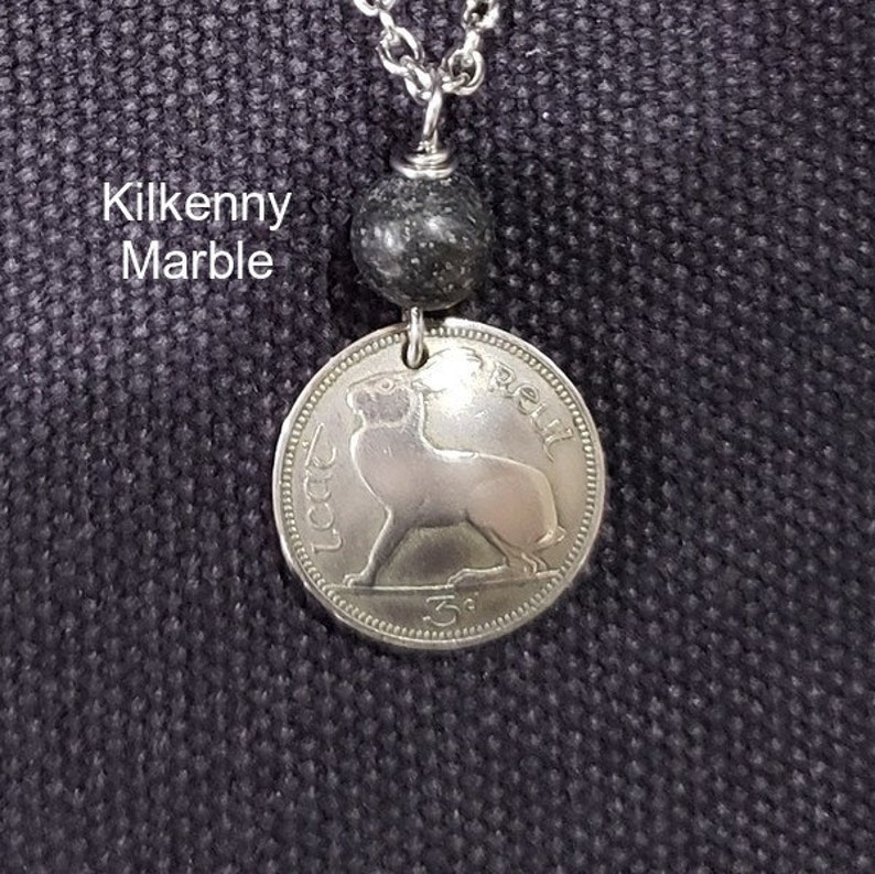 Rabbit irish Coin Necklace irish 3 Pence Coin domed Coin - Etsy