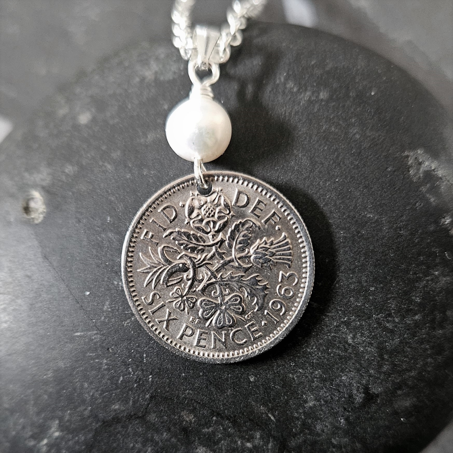 60th Birthday -lucky Sixpence Necklace -british Sixpence -1965 Coin ...