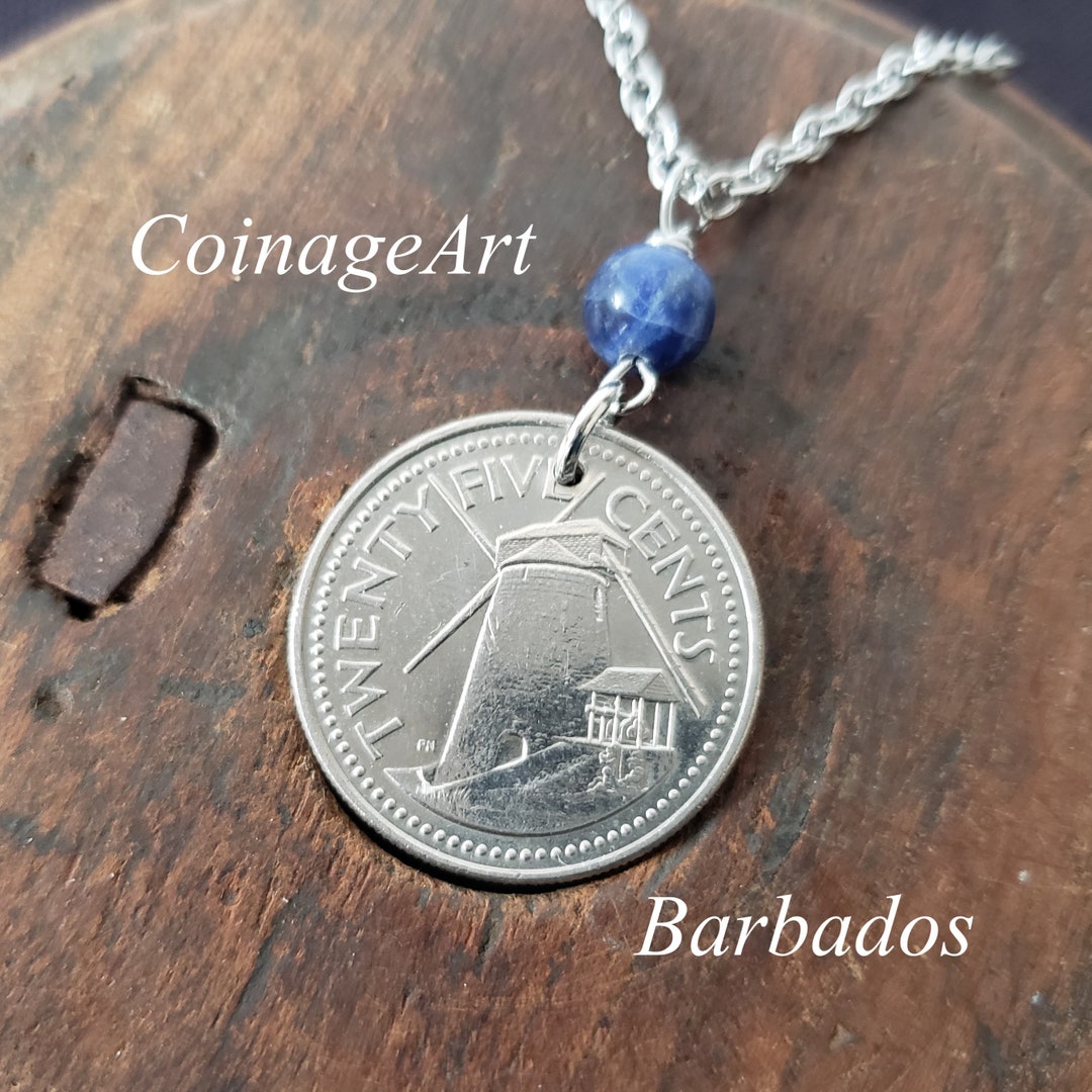 Barbados Coin Necklace -island Beach Jewelry -morgan Lewis Windmill ...