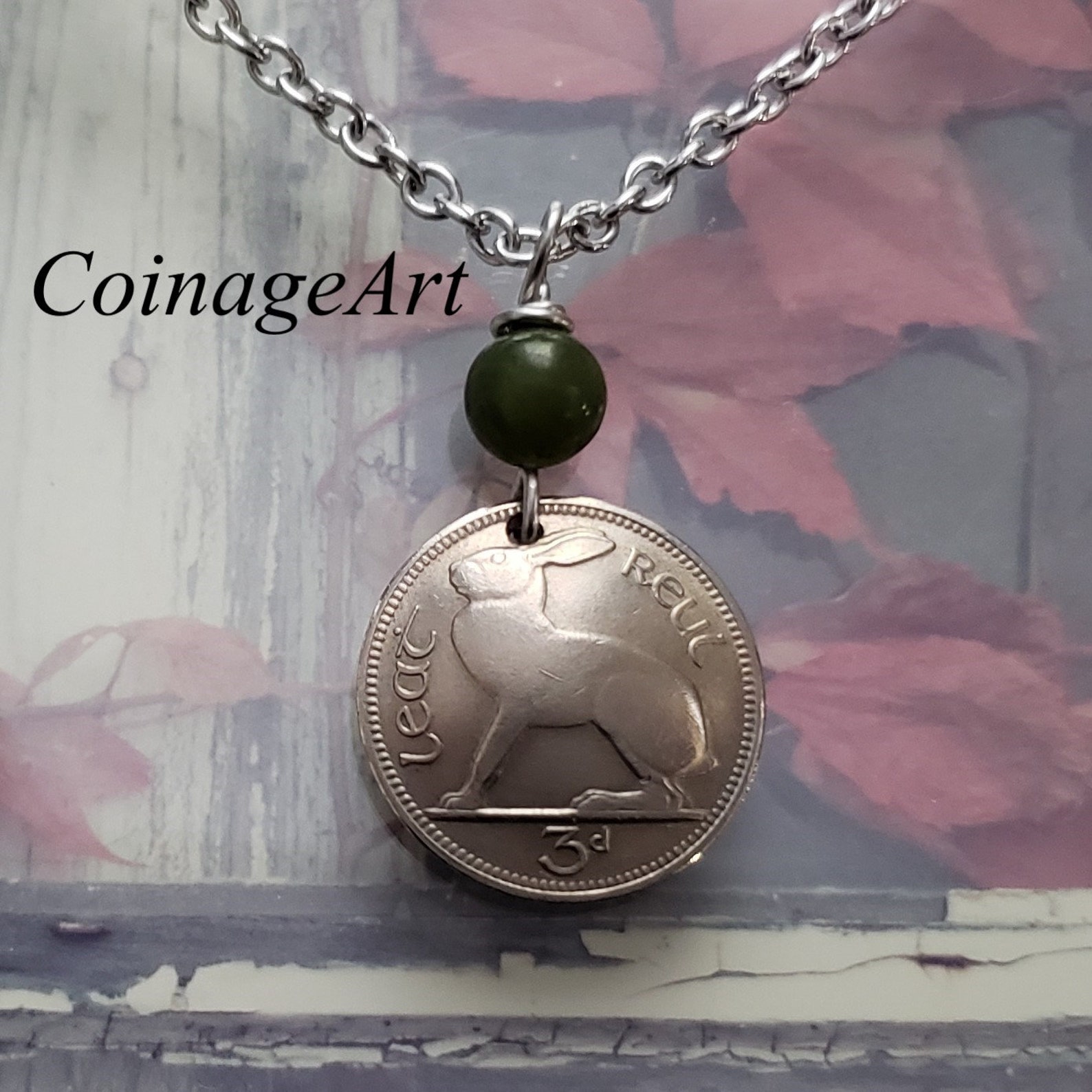 Rabbit irish Coin Necklace irish 3 Pence Coin domed Coin - Etsy