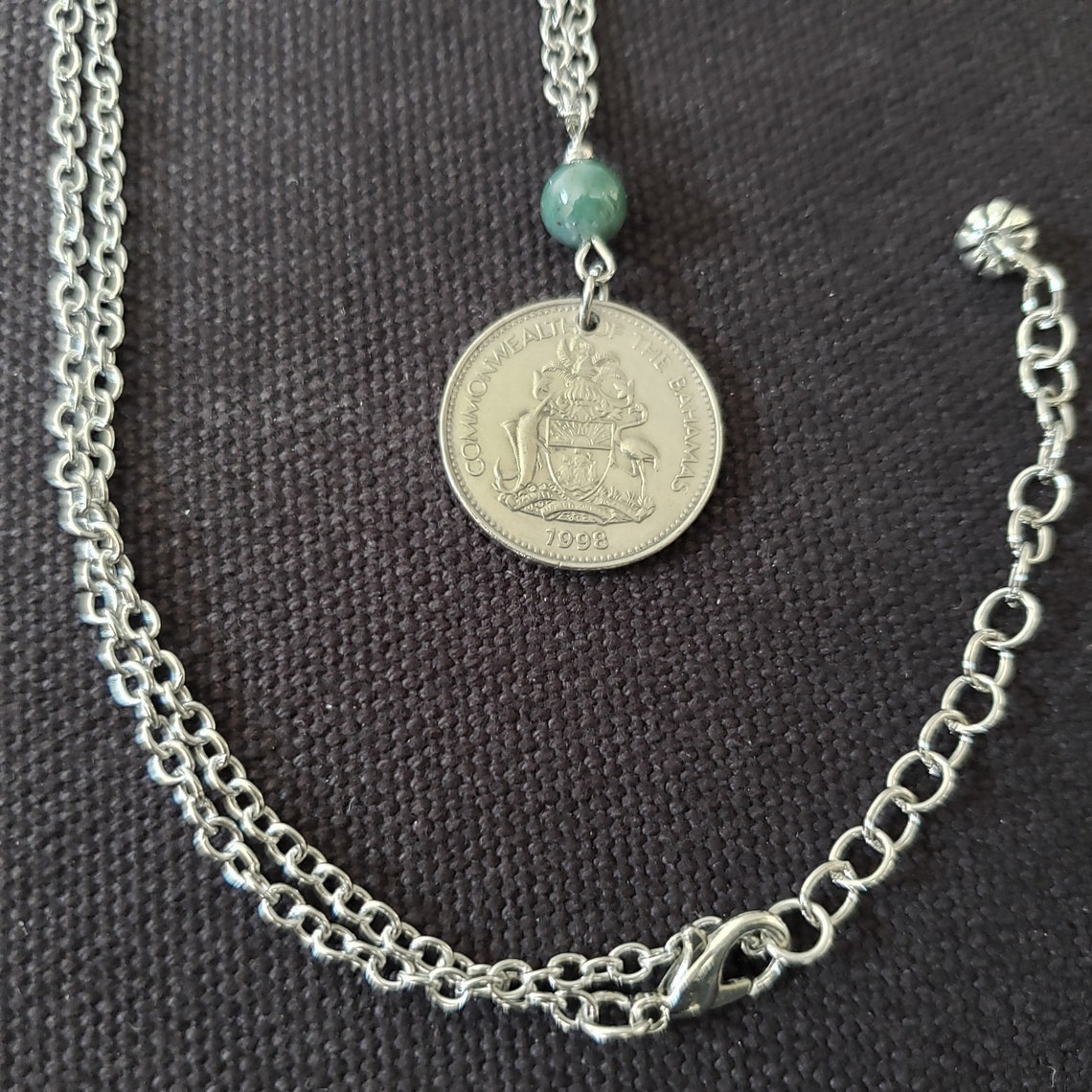 Pineapple bahamas Coin Necklace moss Agate Gemstone coin - Etsy
