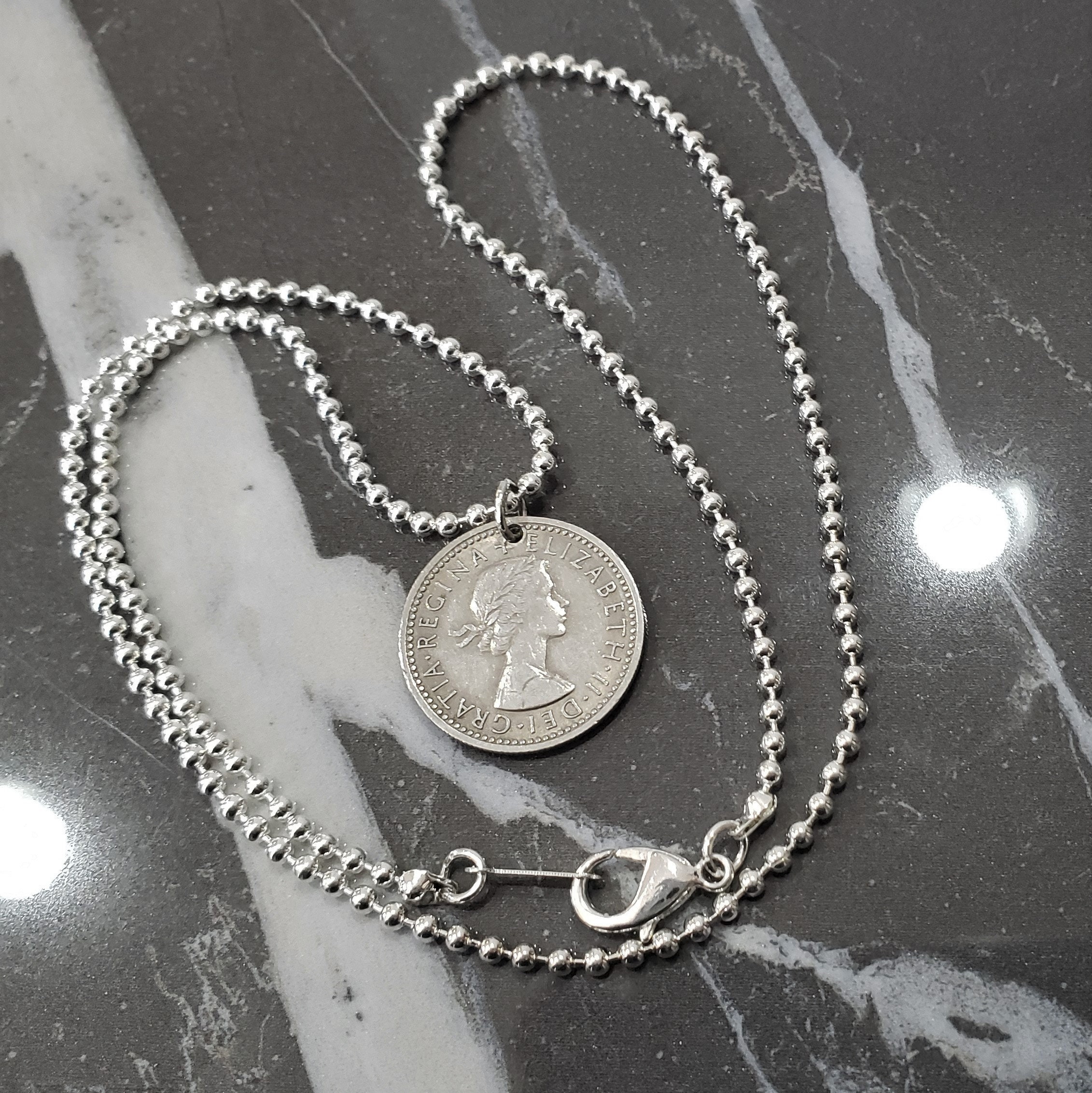 60th Birthday -british Sixpence Coin Necklace -dated 1965 -60th ...