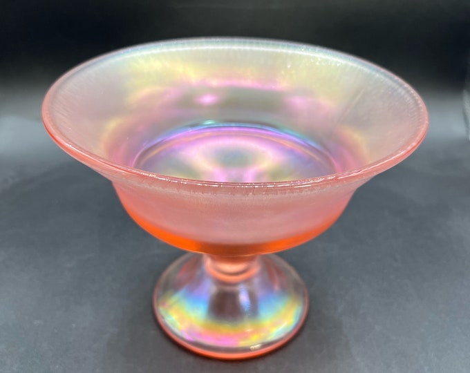 Vintage Fenton Iridescent Pink Gold Velva Rose Pedestal Compote Bowl - Etsy