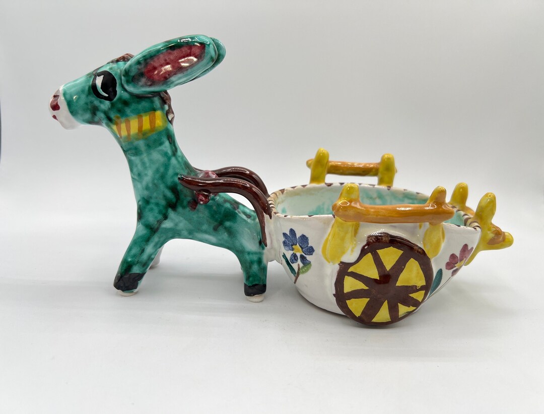 Vintage Italian Donkey With Cart Pottery, Flower Pot, Hand Made in ...