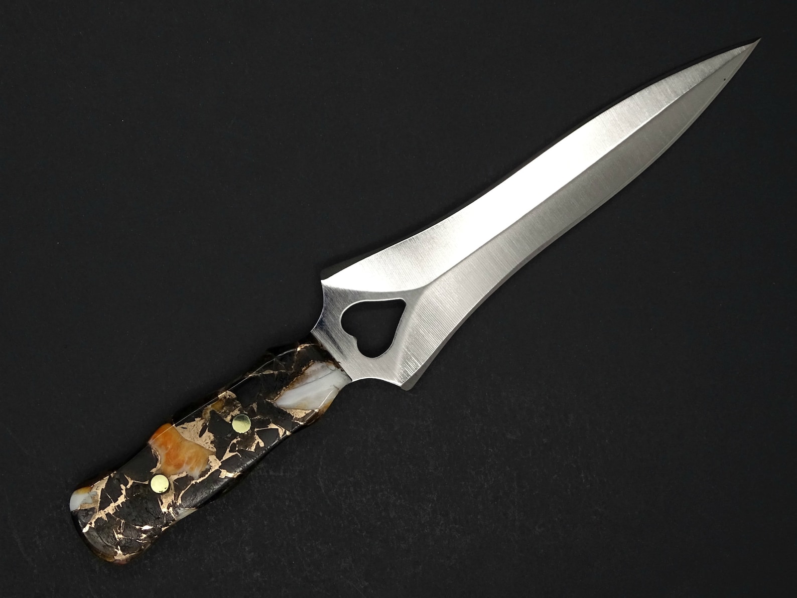 Double Edged Steel Dagger: Obsidian & Spiny Oyster Handle - Etsy