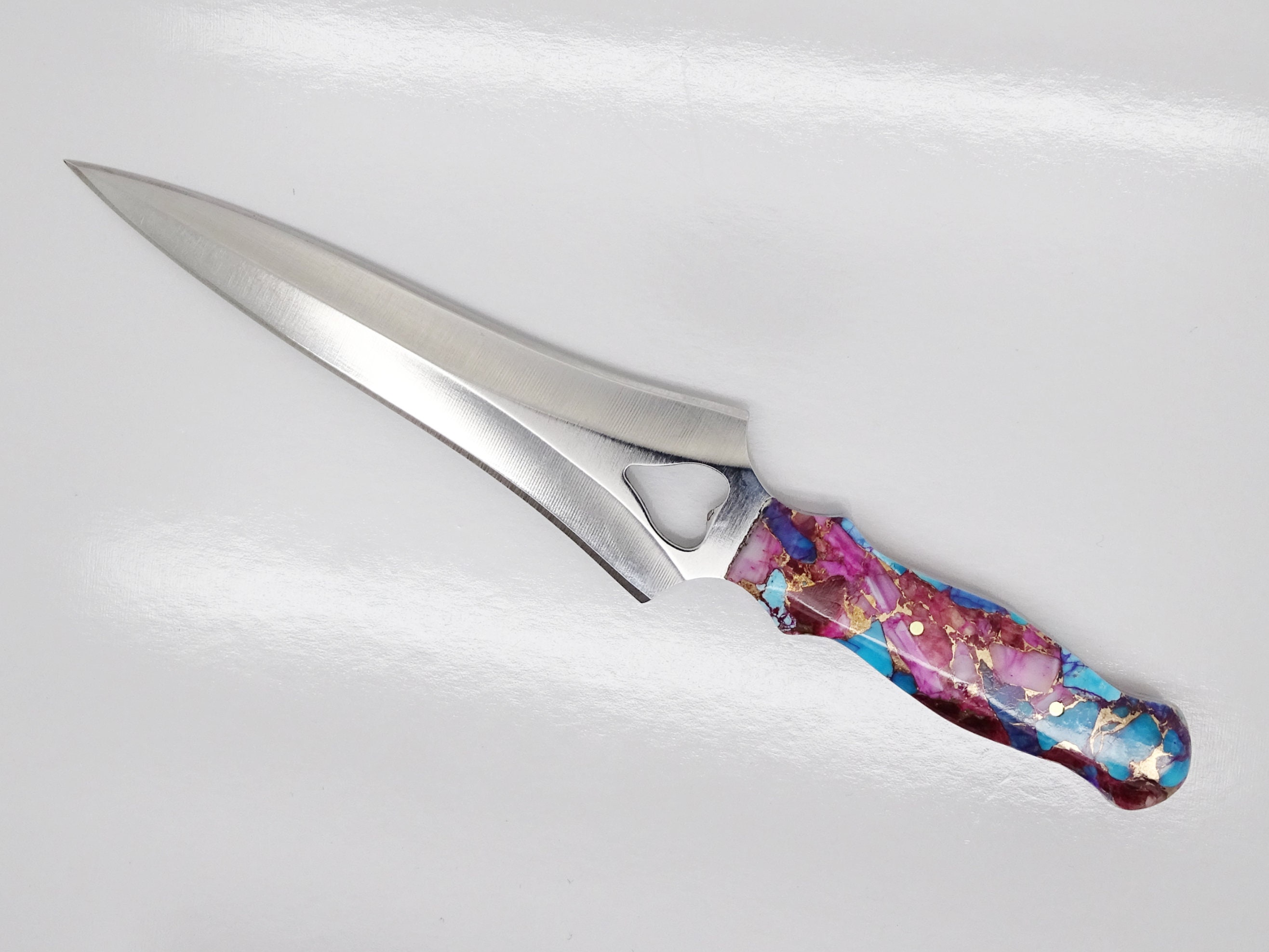 Double Edged Dagger: Pink Oyster & Turquoise Gemstone Handle - Etsy