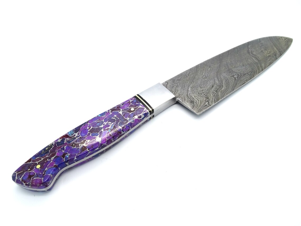 Big Chef Knife Purple Handle Forged Damascus Chef Knife Stone - Etsy