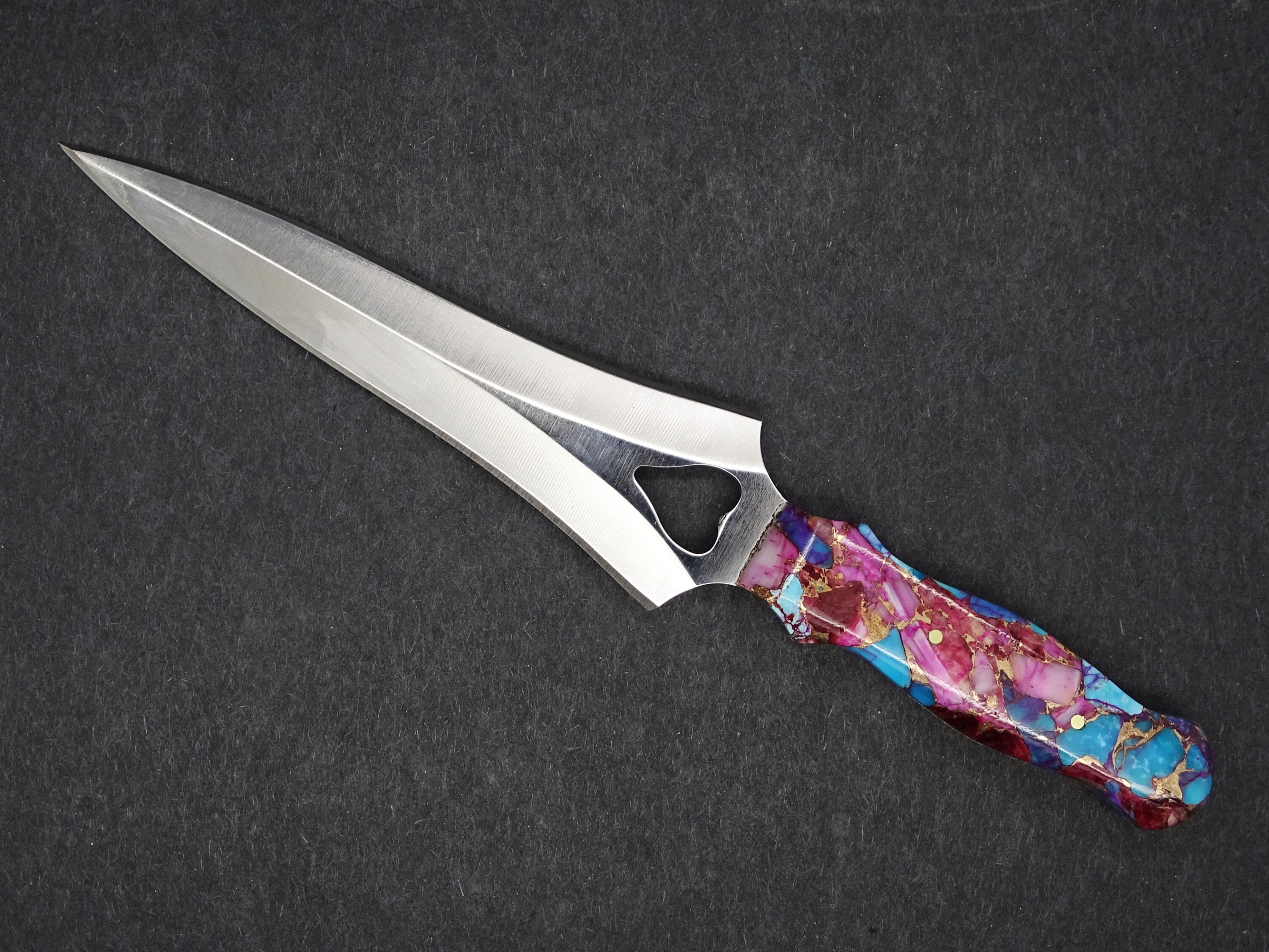 Small Dagger Stone Handle, Pink Blue Knife, Heart Knife Unique Handle ...