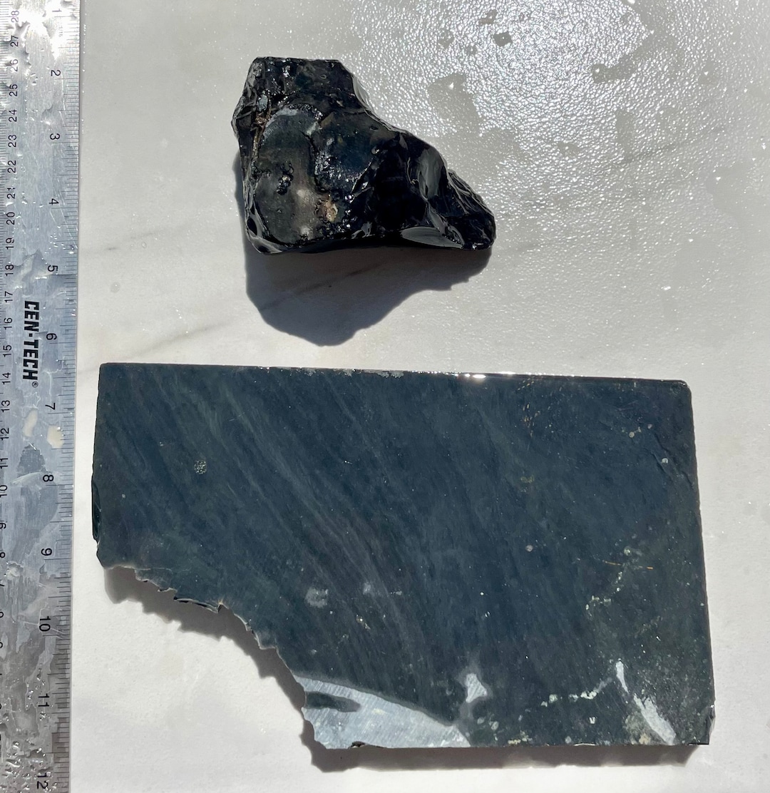 Large Piece of Velvet Obsidian, Raw Black Obsidian Slice, Rough Peacock ...