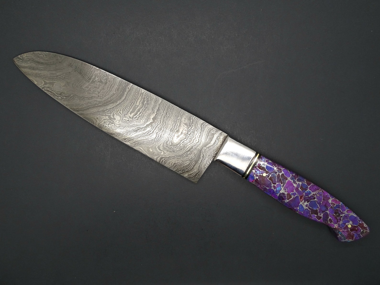 Big Chef Knife Purple Handle Forged Damascus Chef Knife Stone - Etsy