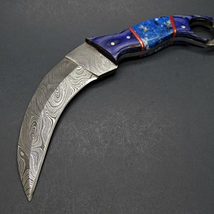 Big Karambit Knife Composite Handle, Damascus Knife Unique Handle ...