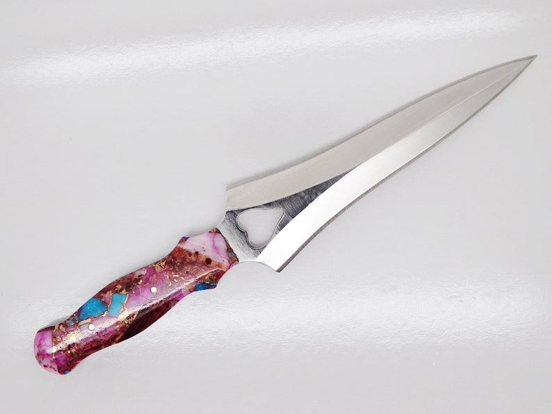 Double Edged Dagger: Pink Oyster & Turquoise Gemstone Handle - Etsy