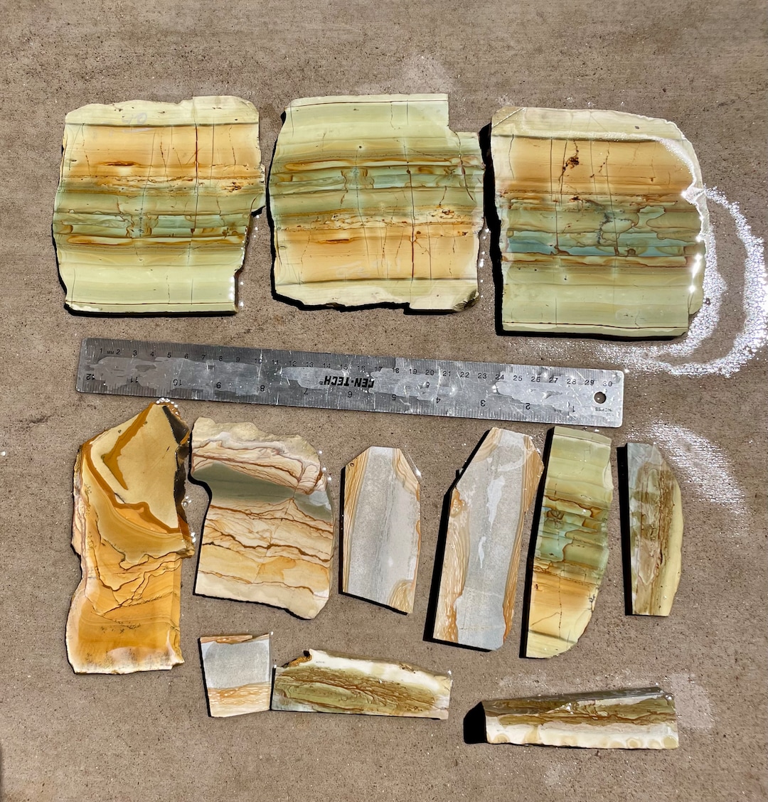 Gem Owyhee Jasper Slab Parcel, Blue Green Oregon Jasper Slices Over 3 ...