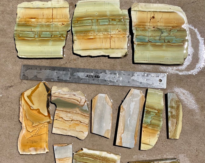 Gem Owyhee Jasper Slab Parcel, Blue Green Oregon Jasper Slices Over 3 ...
